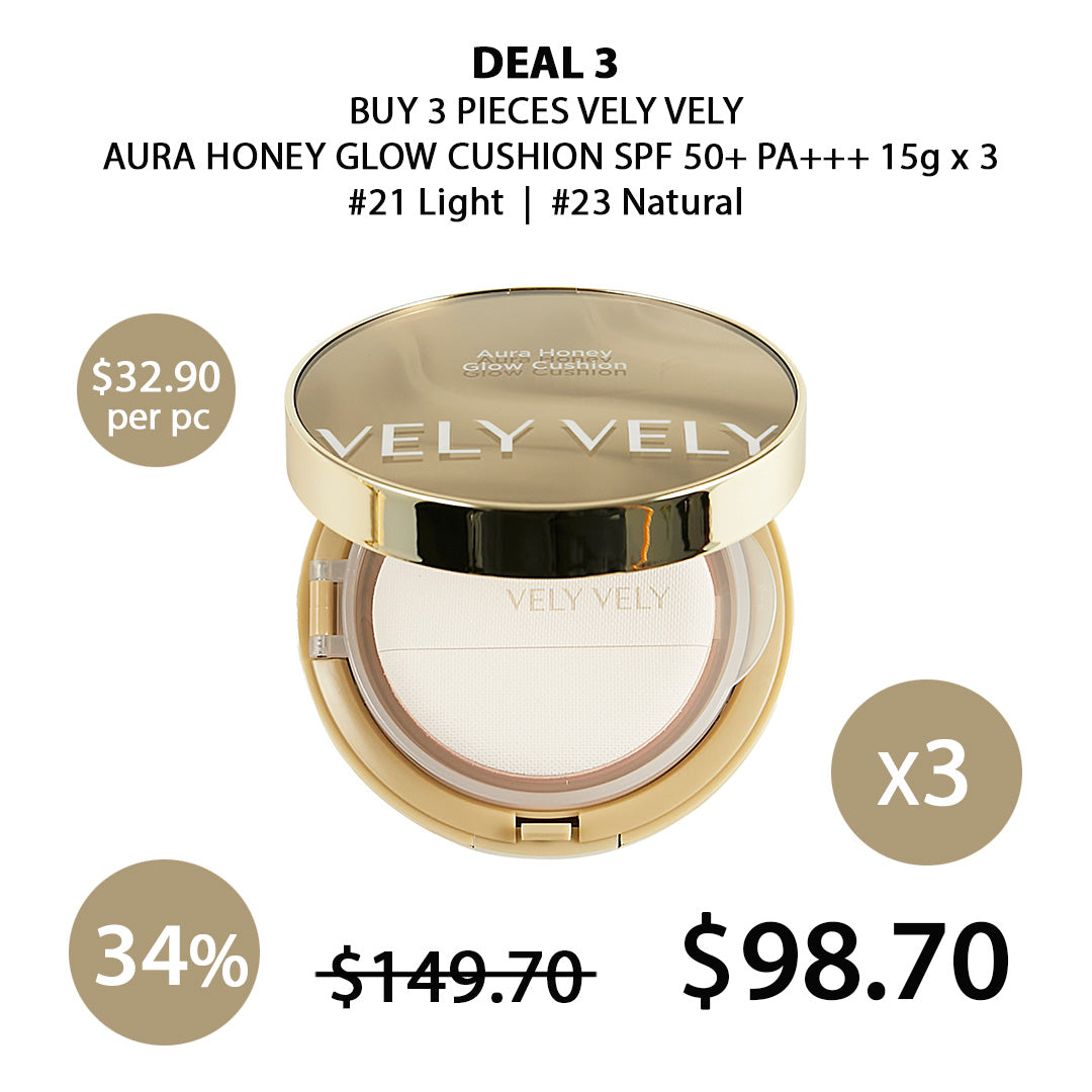 [VELY VELY] Aura Honey Glow Cushion SPF 50+ PA+++ 15g – COCOMO