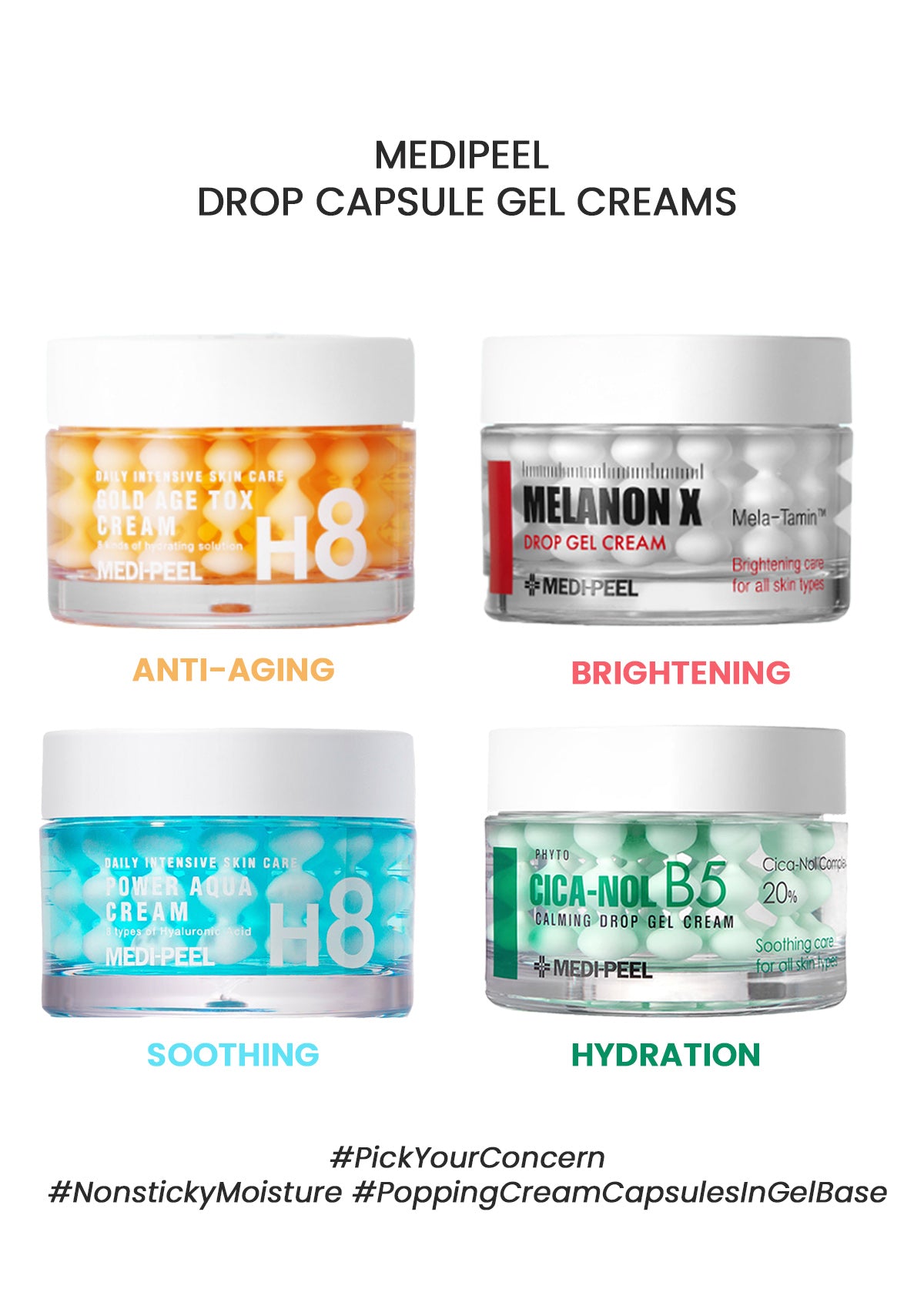 MEDIPEEL Drop Capsule Gel Creams 50g – Multi-Option Treatment Gel Cream ...