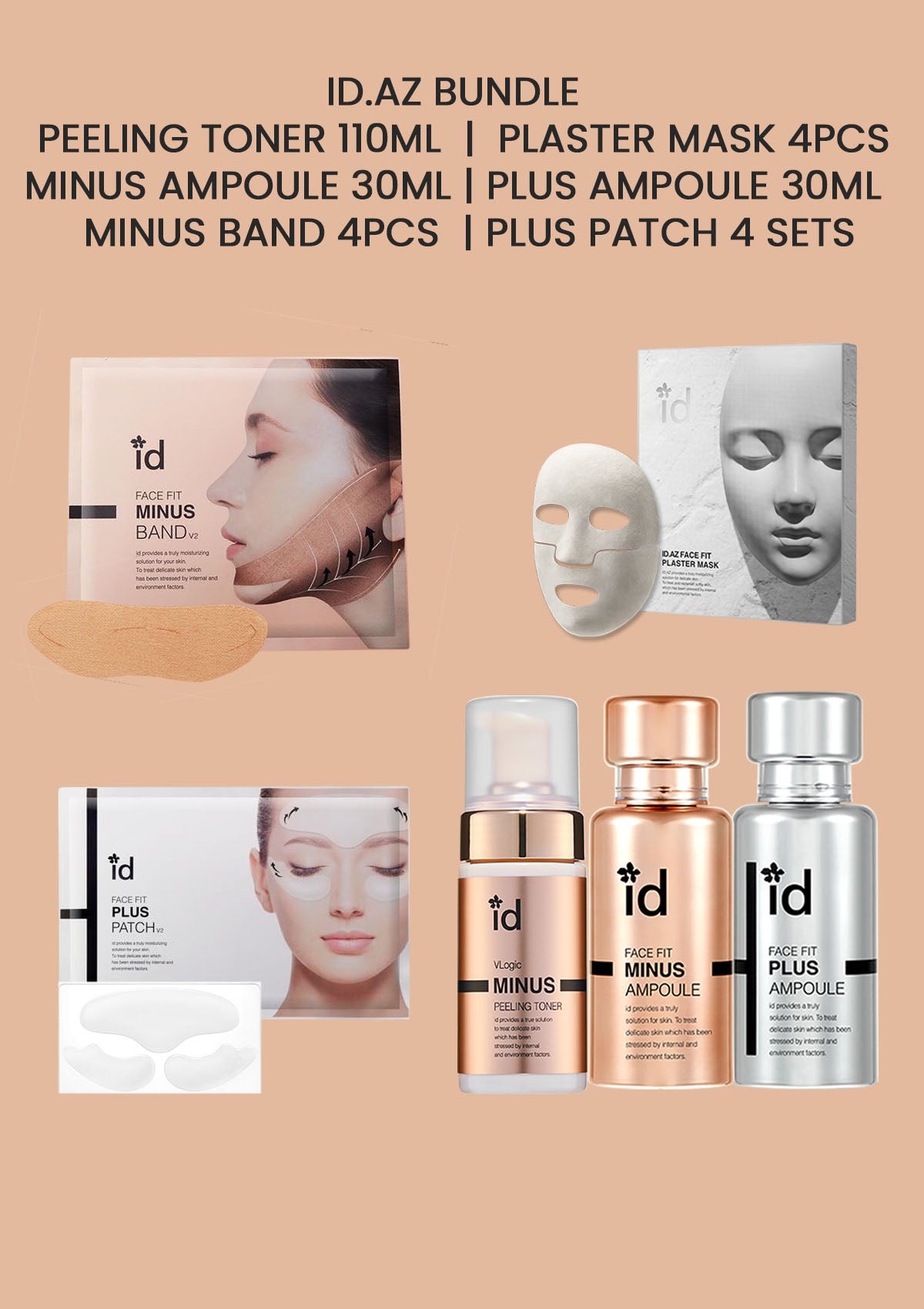 [BUNDLE] ID.AZ Minus Ampoule | Minus Band | Peeling Toner | Plaster ...
